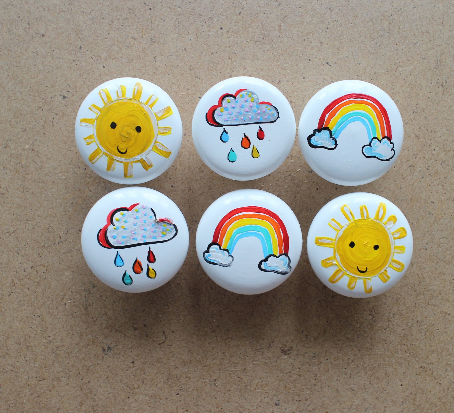 Pastel Rainbow Drawer Knobs Hand Painted Knobs Dresser Pulls | Etsy