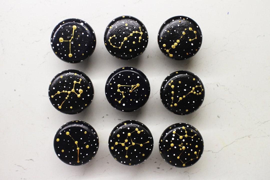 Constellation Knobs Handpainted Moon and Star Starry Knobs, Hand ...