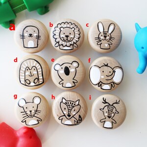 Hand Painted Knobs Animal Drawer Knobs Pulls Wooden Handmade Children's ...