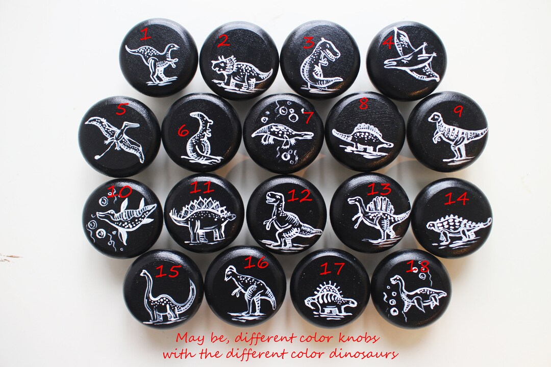 Wooden Handmade Dinosaur Drawer Knobs Kids Drawer Knobs in Assorted ...
