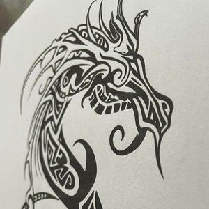 Tribal Dragon Leather Tooling Pattern - Etsy