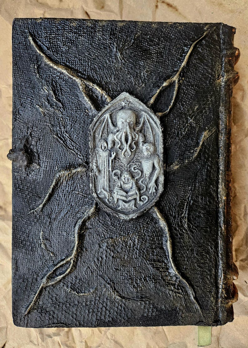 Necronomicon Book | Skull Cover, Gold Detailing, Handmade Horror Prop ...