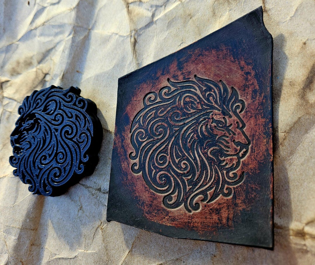 Lion Stamp and Sculpture – Artisan Embossing Tool for Leather, Clay and ...