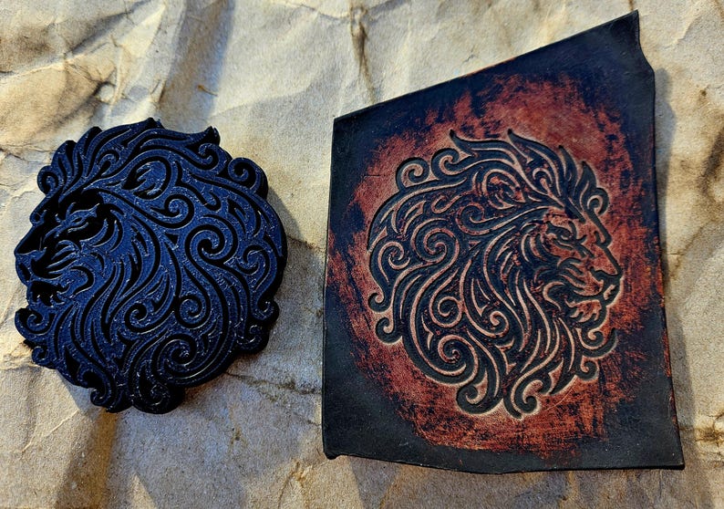 Lion Stamp and Sculpture – Artisan Embossing Tool for Leather, Clay and ...