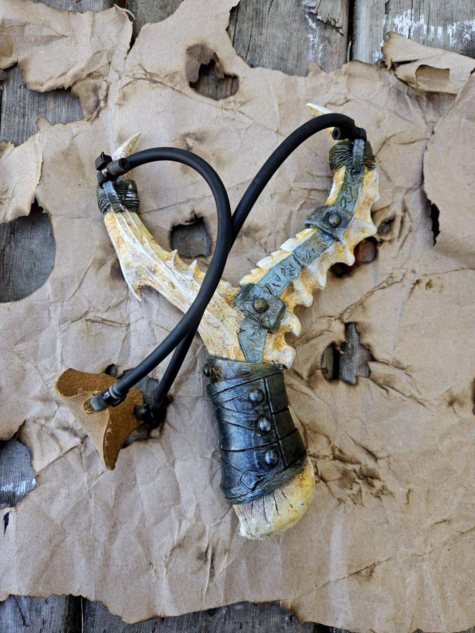 Orc Bone Slingshot | Fantasy Medieval Sling Shot | Hand Painted ...
