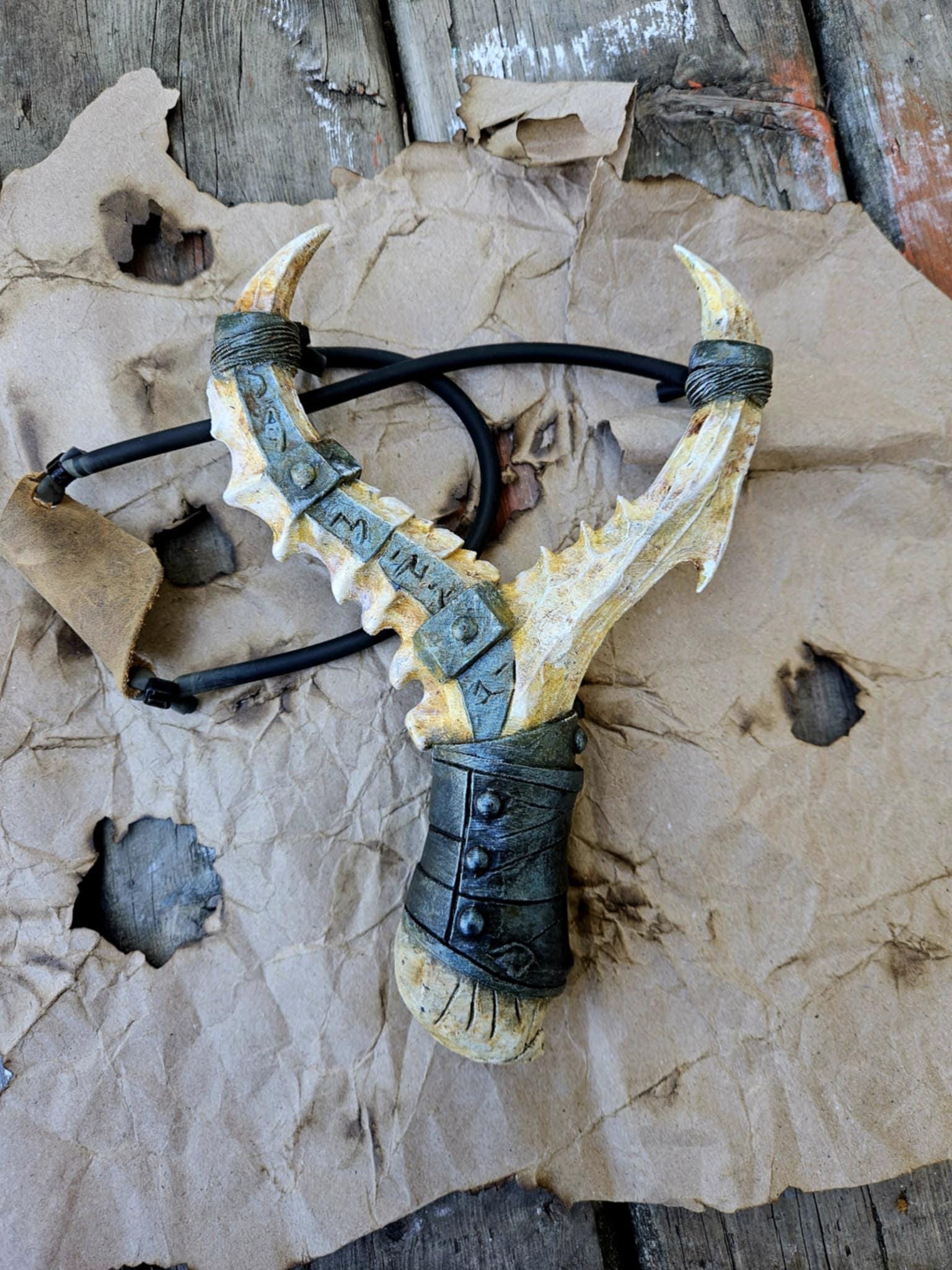 Orc Bone Slingshot | Fantasy Medieval Sling Shot | Hand Painted ...
