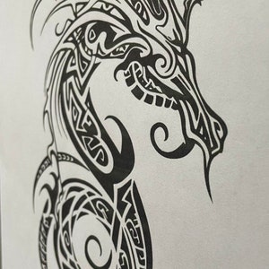 Tribal Dragon Leather Tooling Pattern - Etsy