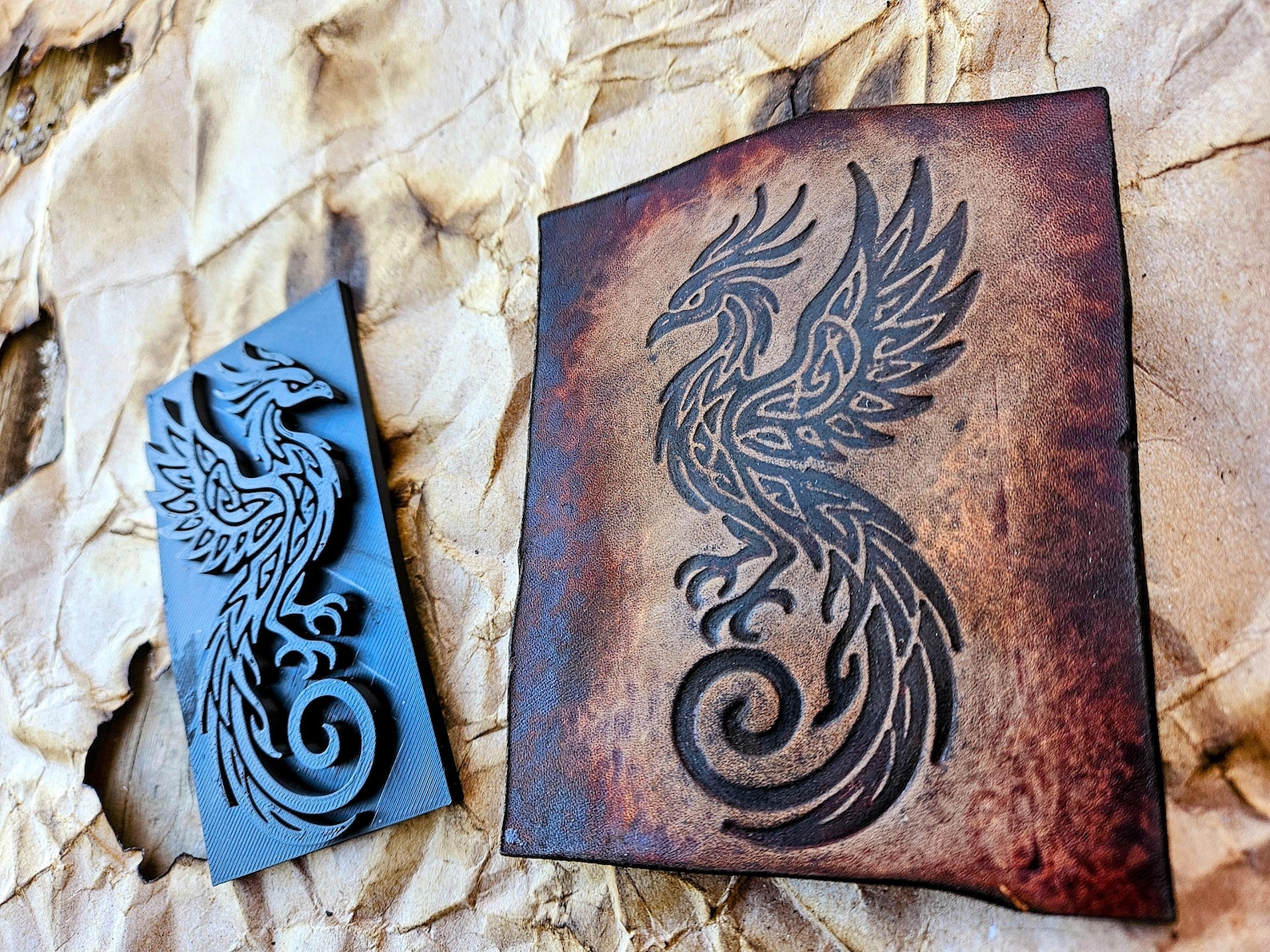 Celtic Phoenix Leather Stamp – Viking Knotwork Firebird Tool - Etsy