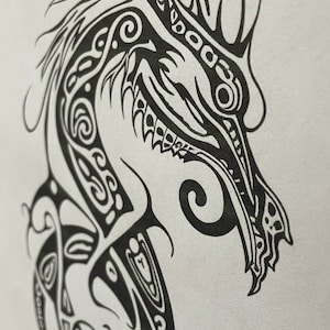 Tribal Dragon Leather Tooling Pattern - Etsy