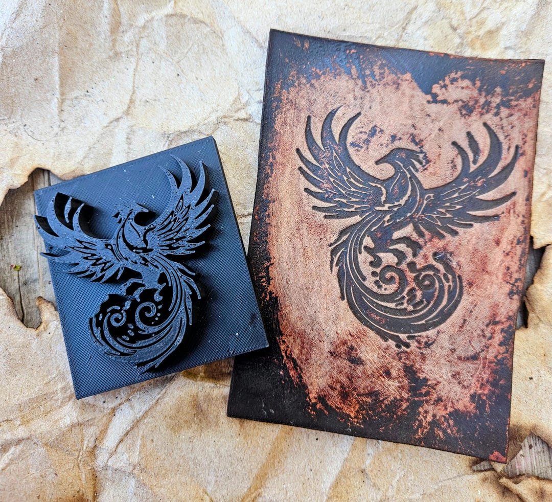Phoenix Crest Leather Stamp – Rebirth Emblem for Leather, Clay & Soap ...
