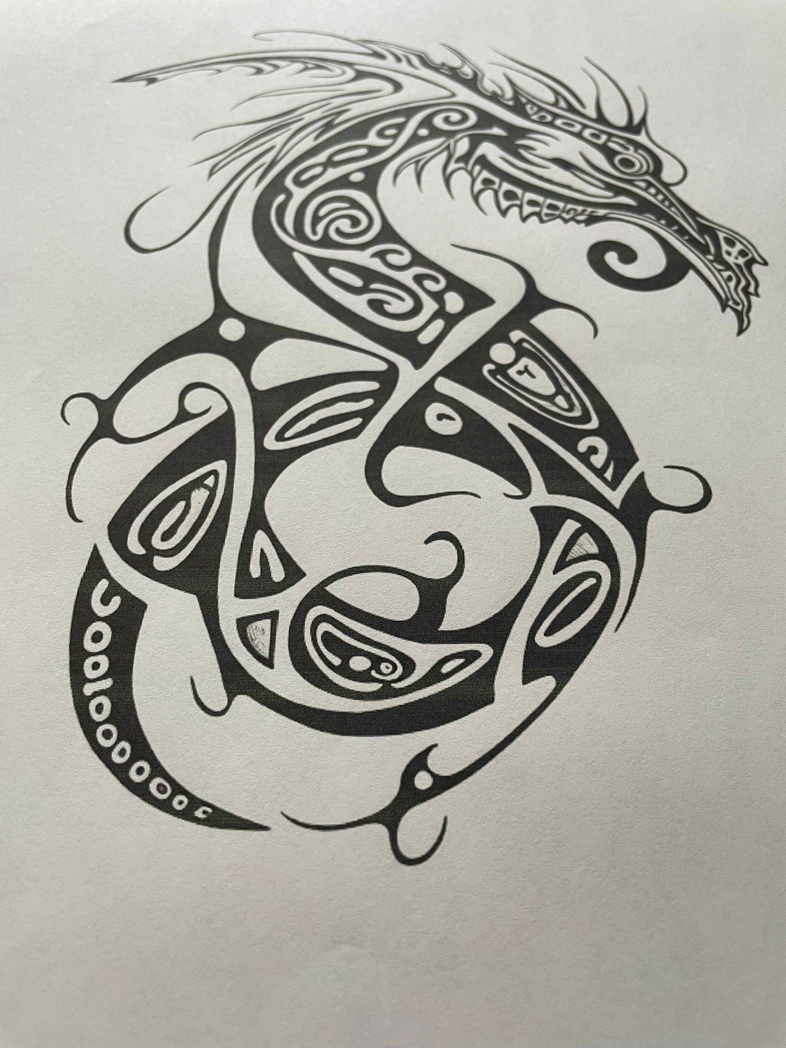 Tribal Dragon Leather Tooling Pattern - Etsy