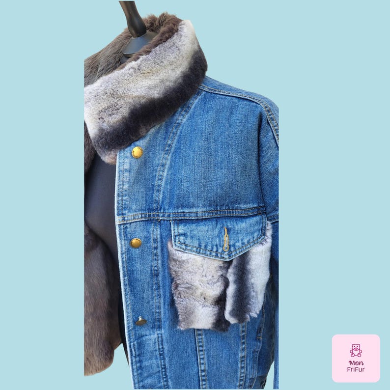 Orylag Real Fur Padded Denim Jacket Size 42 ITA – Handmade in Italy ...