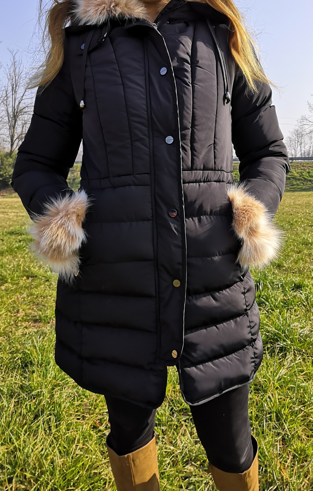 Winter Down Jacket With Fox Fur Inserts: Us Size 8, Unique Handmade ...