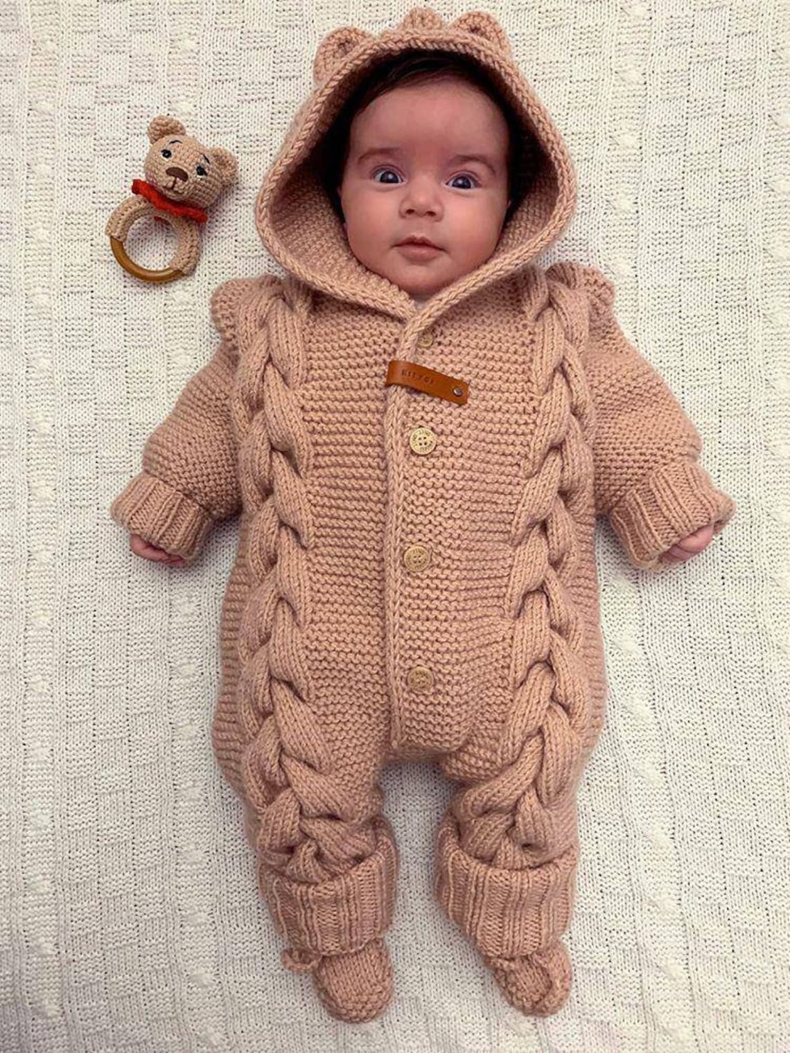 Hand Knitted Wool Baby Romper Set: Newborn Gift (0-9 Months) - Etsy