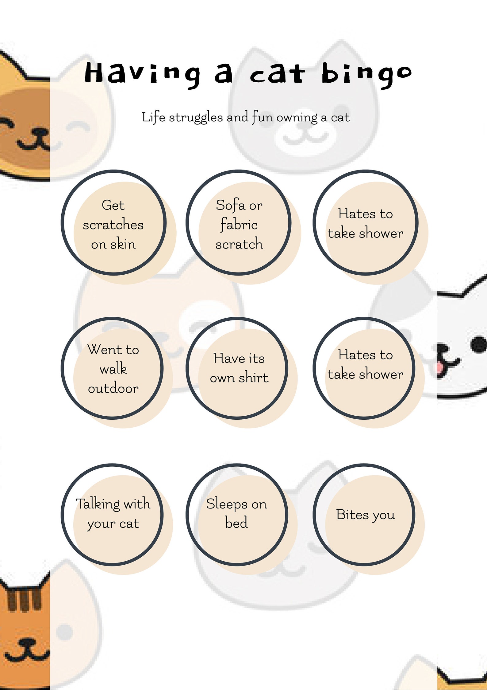 Cat Bingo Printable, Cat Party Games, Cat Party Activity, Pet Birthday ...