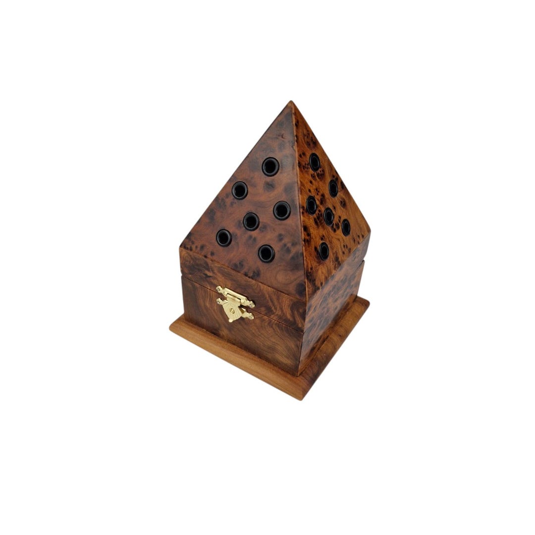 Moroccan Thuya Wood Pyramid Incense Burner With Slow Release Bowl ...