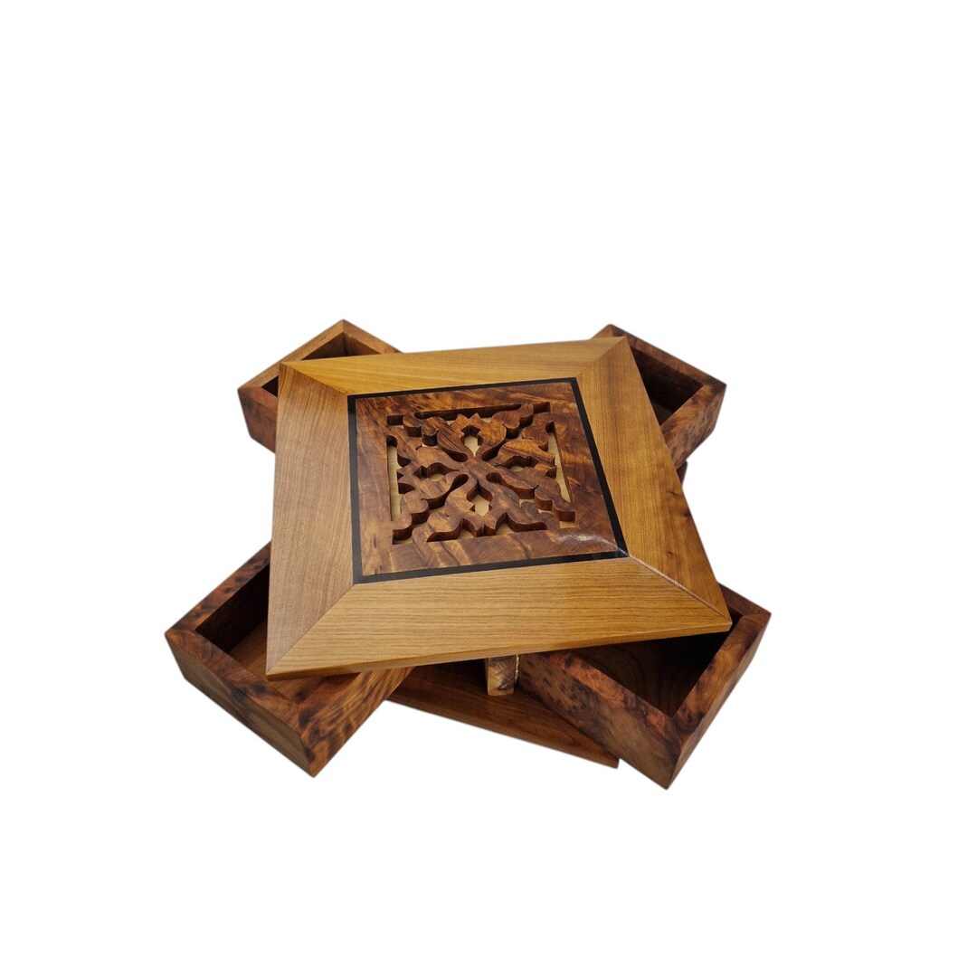 Secret Opening Thuya Wood Box Jewelry Box - Puzzle Wood Lock Box - Etsy