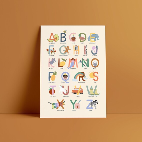 Digital Drawing & Illustration Nursery Alphabet Poster Orange etna.com.pe