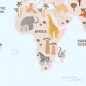 Animal World Map Mama and Baby Animals World Map Nursery - Etsy UK