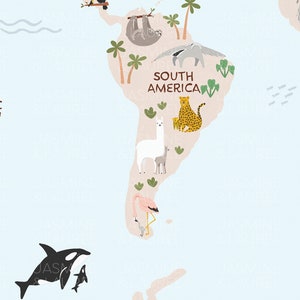 Animal World Map Mama and Baby Animals World Map Nursery - Etsy UK