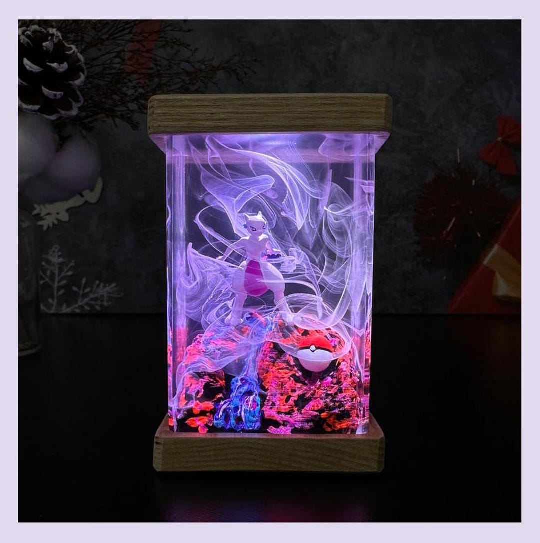 Pokemon Lamp, Mewtwo Resin Lamp, Pokemon Gifts, Pokemon Decor, Custom ...