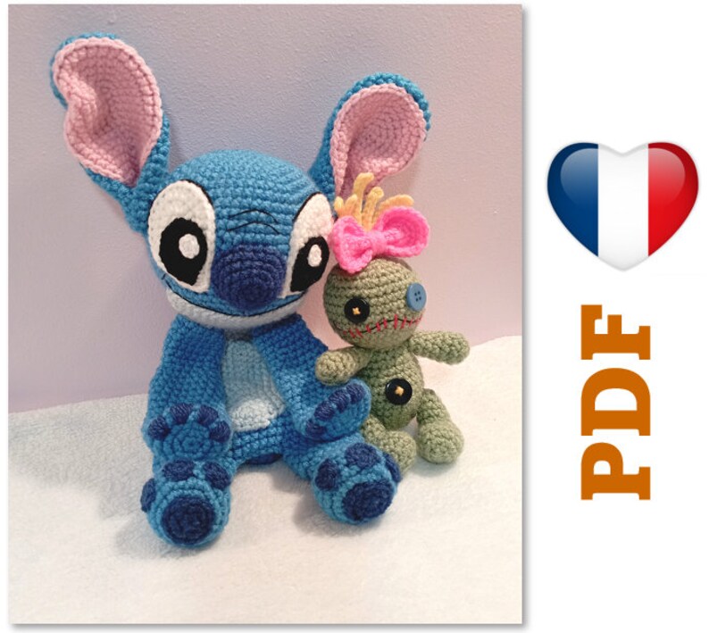 Tutoriel/Patron crochet Doudou plat Stitch et sa poupée PDF - Etsy France