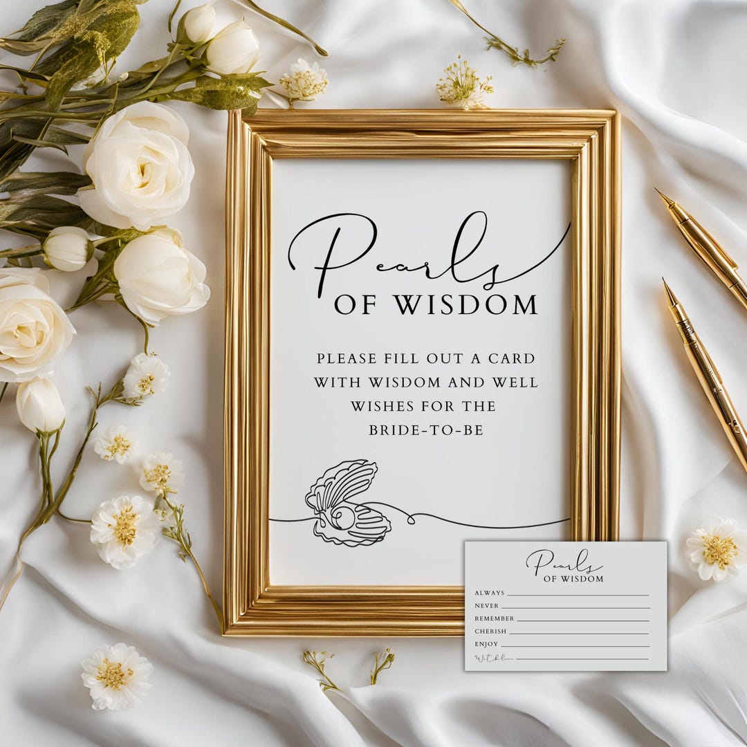 Pearls of Wisdom Bridal Shower Game | Printable Advice Cards | Wedding ...
