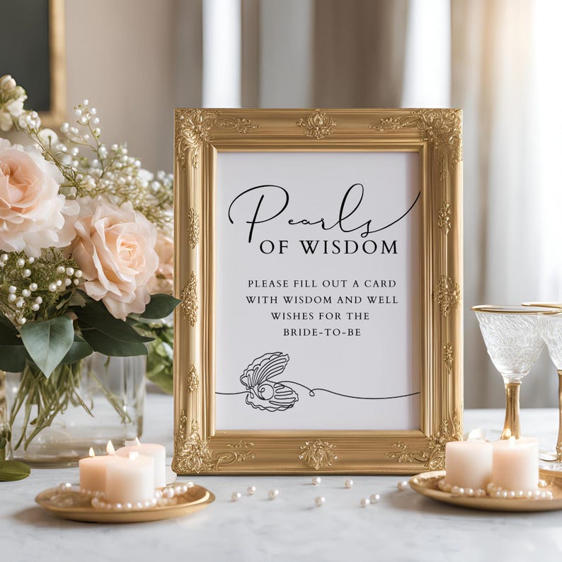 Pearls of Wisdom Bridal Shower Game | Printable Advice Cards | Wedding ...