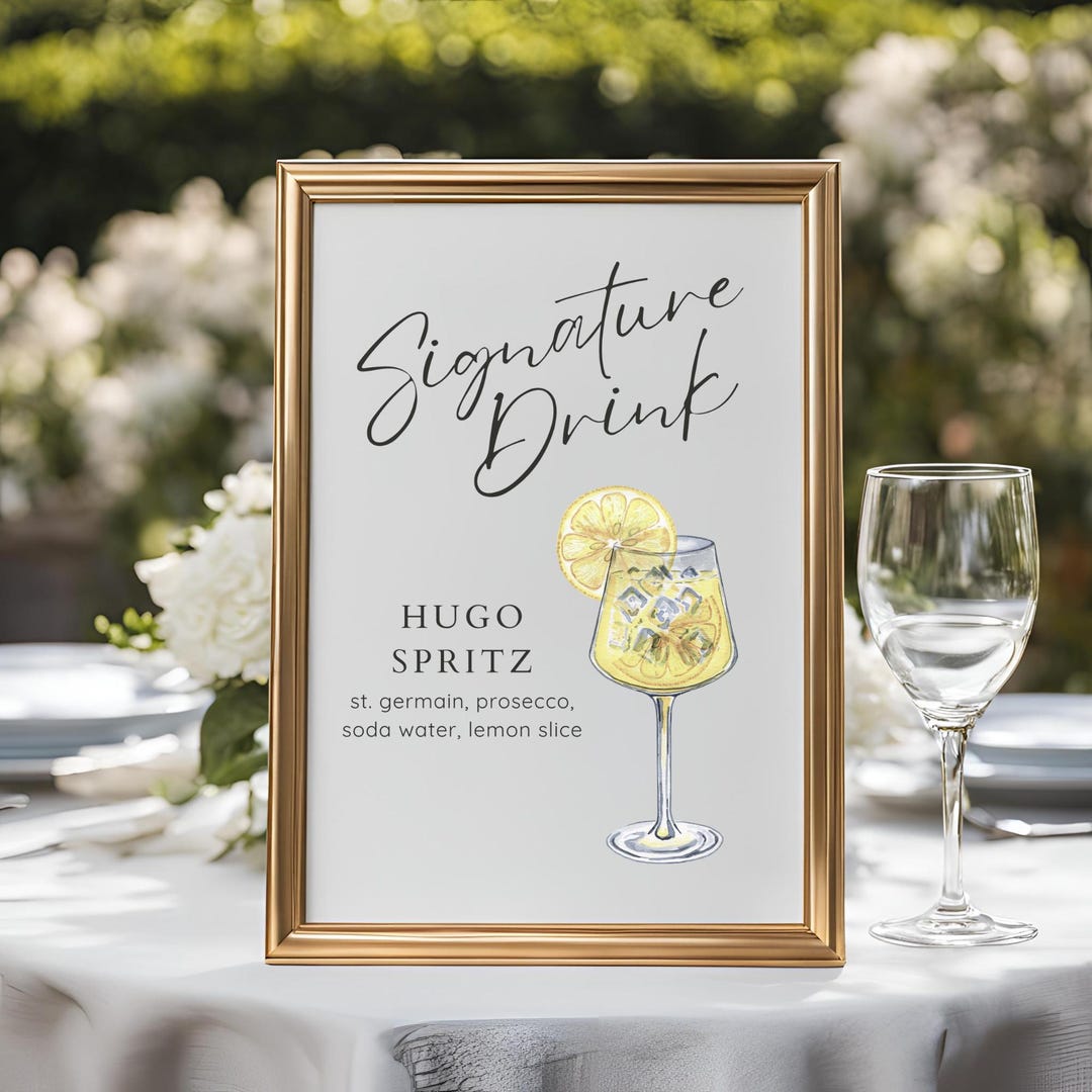 Hugo Spritz Signature Drink Sign | Printable Wedding Bar Sign | Digital ...