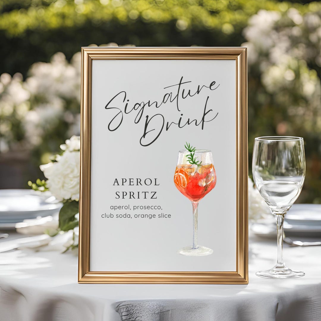 Chic Aperol Spritz Sign for Your Wedding Bar | Printable Design - Etsy