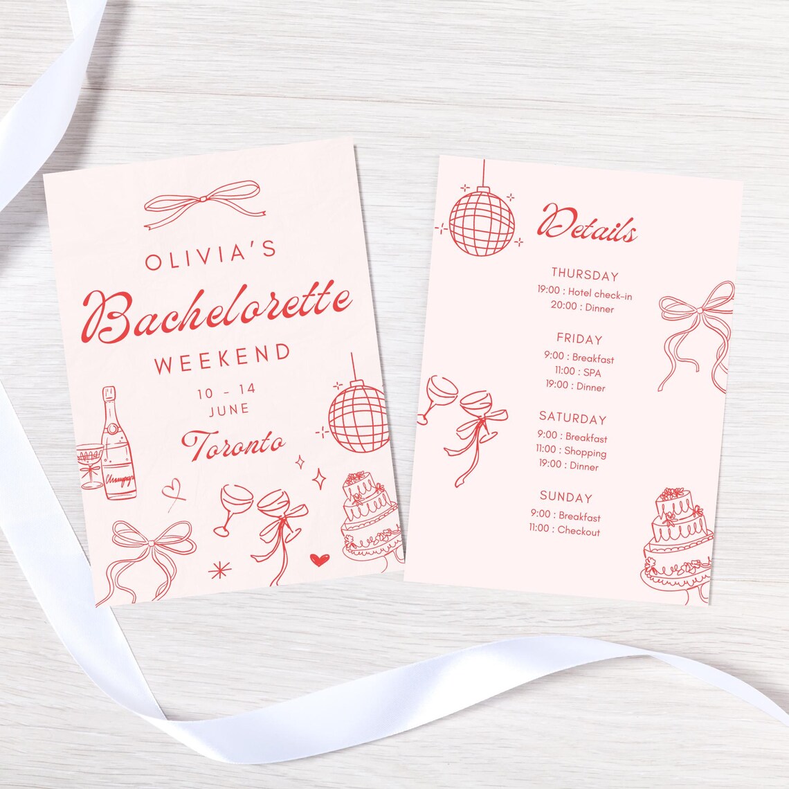 Bachelorette Party Invitation & Itinerary Editable Template | Printable ...