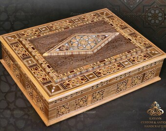 Jewelry Wooden Box / Rectangle Box, Handmade Mosaic Box Inlaid With ...