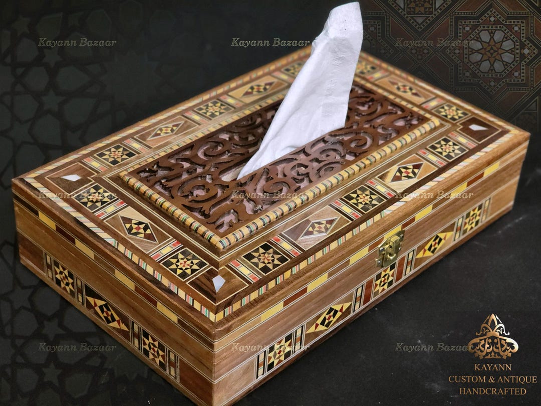 Wooden Tissue Box, Decorative Wood Tissue Boxes / Handmade Marquetry ...
