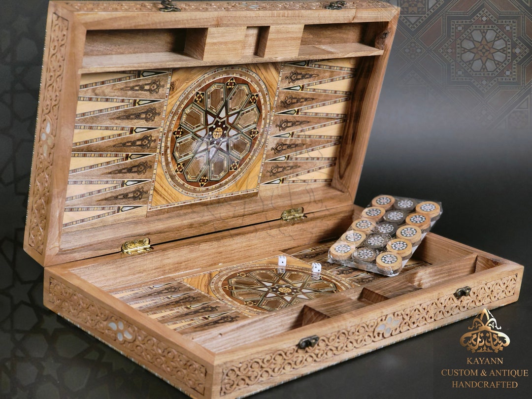 Backgammon Set 21 Inches, Luxury Backgammon Board, HQ Solid Wood Backgammon Set, Hand Carved ...