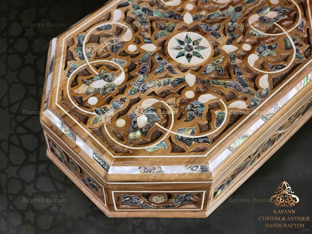 Luxury Mother of Pearl Jewelry Box / Solid Handmade Wooden Box Inlaid ...