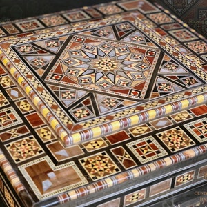 Handmade Mosaic Box Inlaid With Pearl / Marquetry 2 Layers Jewelry ...