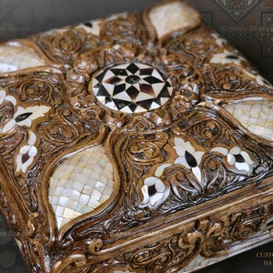 Luxury Mother of Pearl Jewelry Box / Hand Carved Wooden Box, Handmade ...