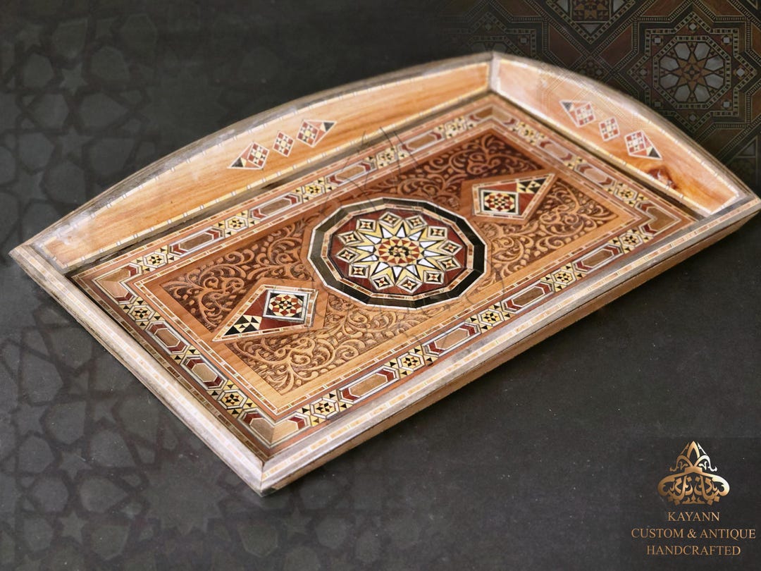 Wooden Handmade Tray / Wood Rectangular Trays, Handmade Geometric ...