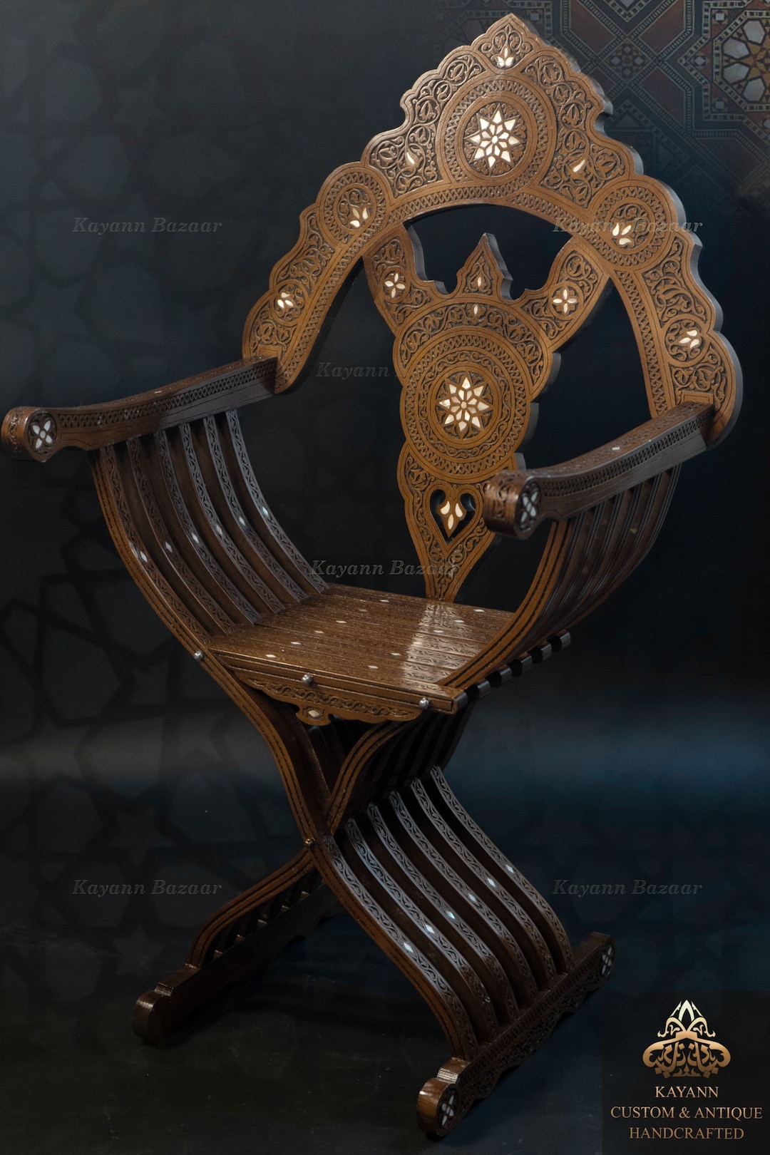 Handmade Wooden Armchair, Solid Walnut Chair, Handcrafted Accent Chair ...