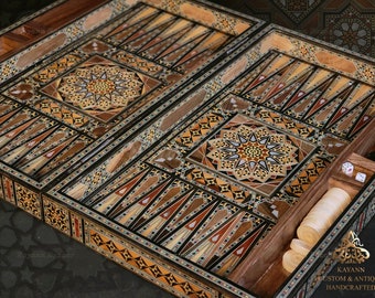 Luxury Backgammon Board, HQ Chess and Backgammon Set, 20 Inches Solid Wooden Backgammon ...