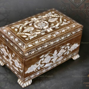Luxury Mother of Pearl Jewelry Box / Hand Carved Wooden Box, Handmade ...