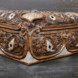Luxury Mother of Pearl Jewelry Box / Hand Carved Wooden Box, Handmade ...