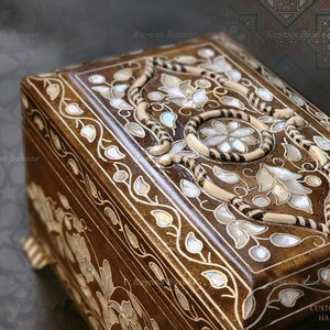 Luxury Mother of Pearl Jewelry Box / Hand Carved Wooden Box, Handmade ...