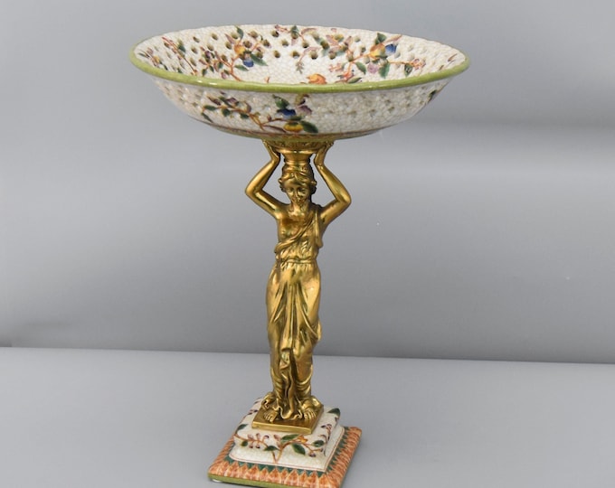 Bronze and Porcelain Plateau, Bronze Mounted Porcelain Bowl, Woman ...