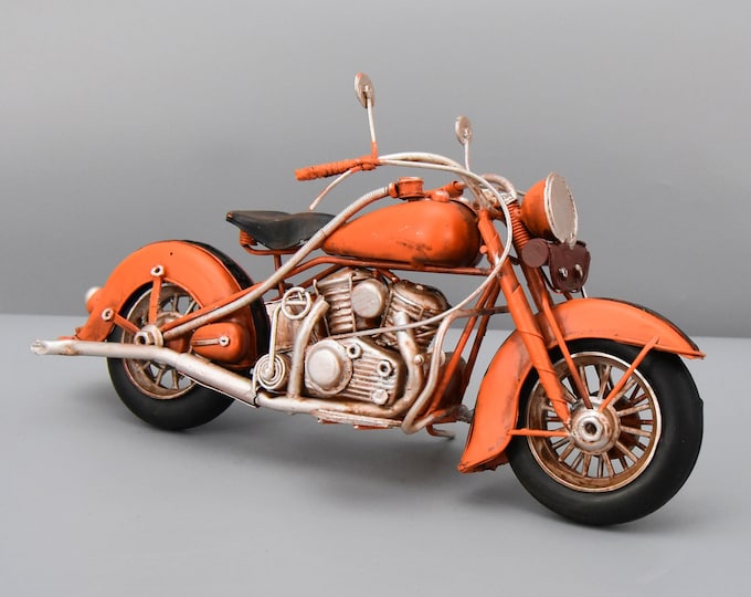 Orange Chopper Metal Model, Motorbike Metal Model, Old Motorcycle Model ...