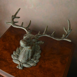 Deer Trophy Sculpture, Cast Iron Dear Head, Cast Iron Wall Decoration ...