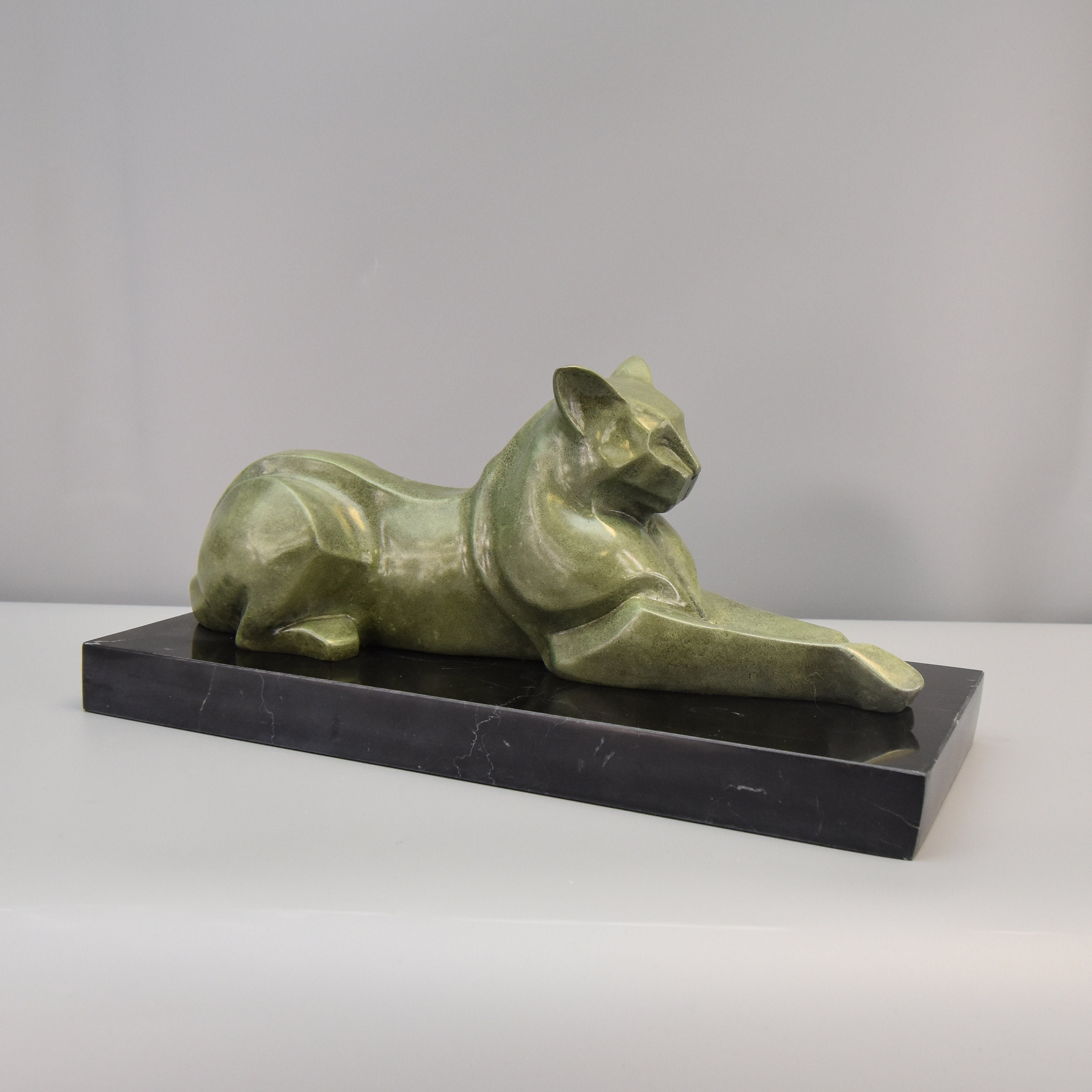 Limited Bronze Reclining Cat Big Bronze Sculpture on Marble - Etsy
