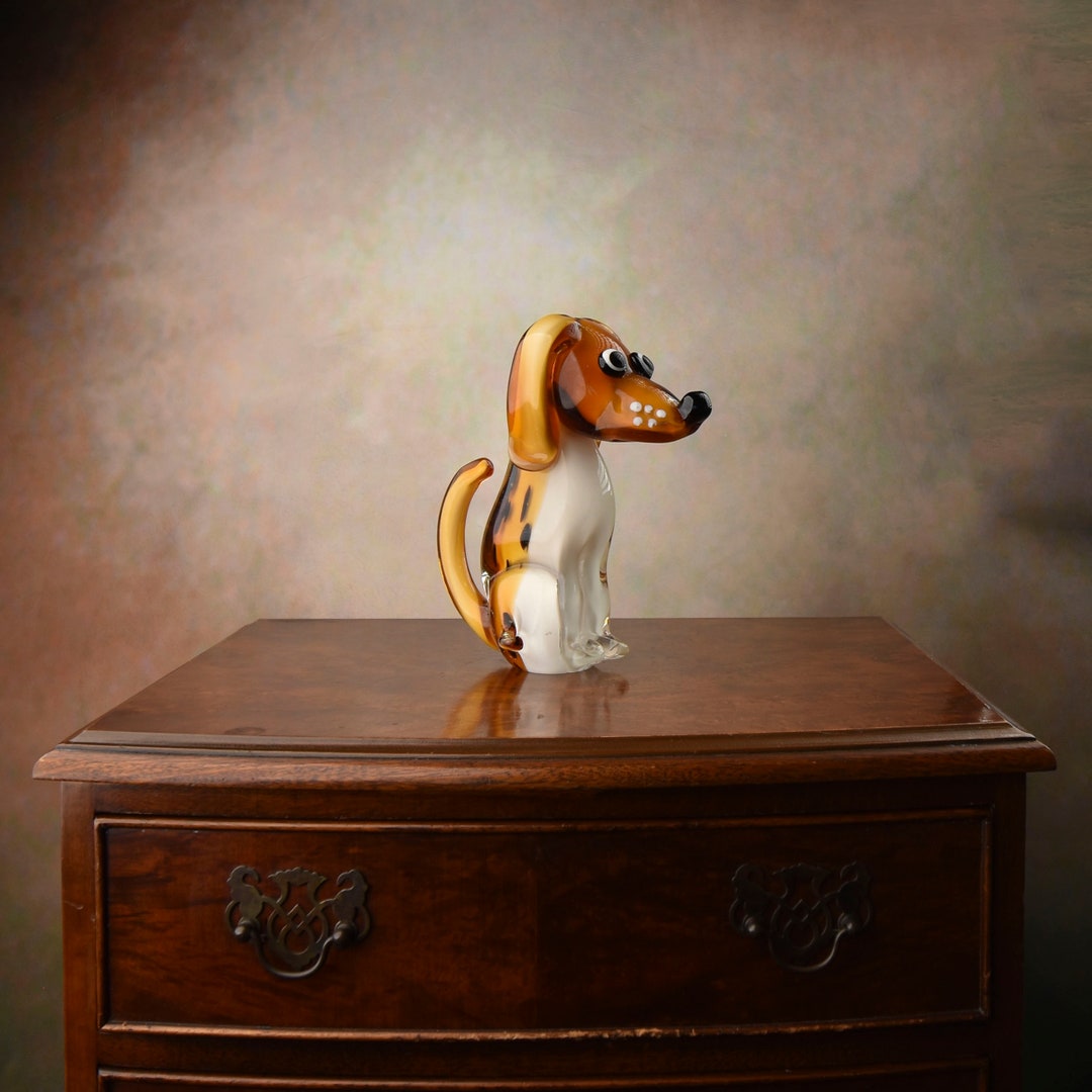Dog Glass Figurine, Murano Style Glass Sculpture, Antique Home Decor - Etsy