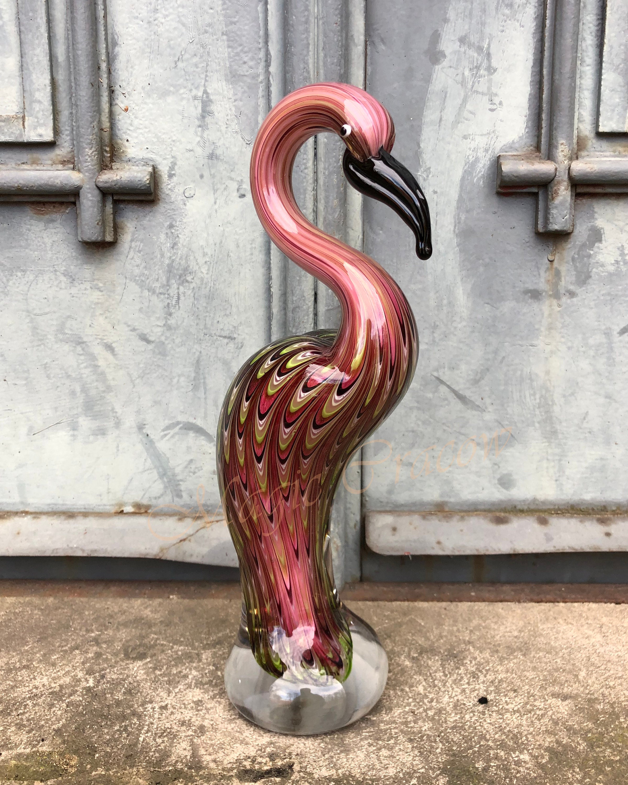 Flamingo Glass Figurine Murano Glass Sculpture Antique Home Etsy