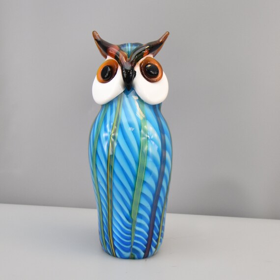 Studio Art Glass Great Horned Owl Paperweight Murano or Murano Style ...